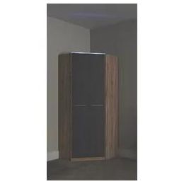 Eckkleiderschrank Priess "Barcelona Kleiderschrank Ecklösung Raumwunder" Schränke Gr. B/H/T: 78cm x 193cm x 78cm, Tiefe Seitenteil 36cm, mit Beleuchtung, schwarz (astkernbuche/schwarz) in 2 Tiefen Schrank Eckschrank Garderobe