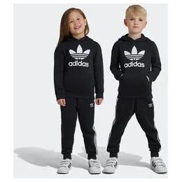 Trainingsanzug Adidas ORIGINALS "HOODIE SET" Gr. 104, schwarz (black) Kinder Sportanzüge