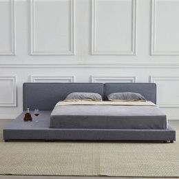 Home Deluxe Bett mit Ablage GALAXIS Grau - 180 x 200 cm