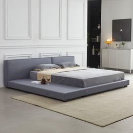 Home Deluxe Bett mit Ablage GALAXIS Grau - 140 x 200 cm