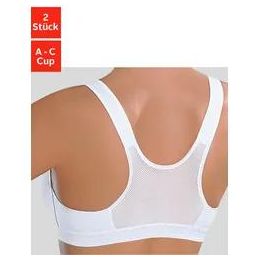 Sport-BH Petite Fleur Gr. 70, Cup A, weiß (2xweiß), Damen, Jersey, Obermaterial: 75% Baumwolle, 15% Elasthan, 10% Polyester, BHs Sport-BH BH, ohne Bügel für Yoga