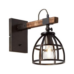 Brilliant Lampe Matrix Wood Wandleuchte hängend schwarz stahl/holz 1x A60, E27, 60W, geeignet für Normallampen (nicht enthalten) Mit Kippschalter