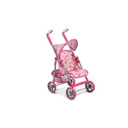 Moni Puppenwagen Flower Garden verstellbare R&uuml;ckenlehne und Griffe klappbar Korb pink