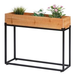 Hochbeet MCW-L32, Pflanzkasten Blumenkasten Gem&uuml;sebeet, Holz-Stahl 62x80x16cm ~ Gestell schwarz, naturfarben
