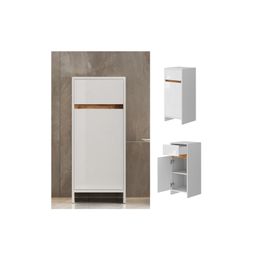 VICCO Midischrank Detmold Wei&szlig; Eiche 35 x 82 cm mit T&uuml;r und Schublade