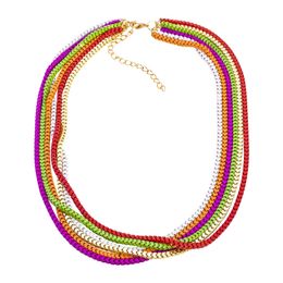 Steuer Modeschmuck Kette Metal multi mehr reihig pink, gr&uuml;n, orange, rot, gold, wei&szlig;