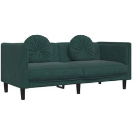 Sofa mit Kissen 2-Sitzer Dunkelgrün Samt vidaXL