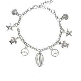 Lascana Damen Fußkette mit Anhänger, silberfarben, Größe 0
