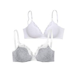 Petite Fleur BH Damen Größe 90 grau / weiß