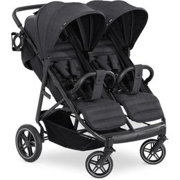 Geschwisterwagen hauck "Uptown Duo, black" schwarz Baby Kinderwagen mit schwenk- und feststellbaren Vorderrädern