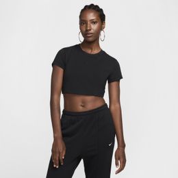 Nike Sportswear Chill Knit schmal geschnittenes Kurz-T-Shirt (Damen) - Schwarz