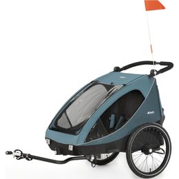 Fahrradkinder-Anhänger hauck "2in1 Bike Trailer und Buggy Dryk Duo, petrol" blau (petrol) Baby Fahrradanhänger für 2 Kinder; inklusive Deichsel