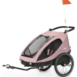 Fahrradkinder-Anhänger hauck "2in1 Bike Trailer und Buggy Dryk Duo, rose" rosa (rose) Baby Fahrradanhänger für 2 Kinder; inklusive Deichsel