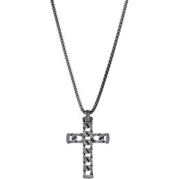 Kette mit Anhänger Firetti "Schmuck Geschenk Edelstahl Halsschmuck Halskette Cross Kreuz" Halsketten Gr. Edelstahl, Länge: 55 cm Breite: 2,3 mm, silberfarben (edelstahlfarben, antikfarben) Damen