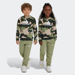 Trainingsanzug adidas Sportswear "LK CAMO HD SET" Gr. 110, grün (tent green, clay brown, white) Kinder Sportanzüge