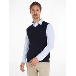 Pullunder Tommy Hilfiger "REFINED STRUCTURE VEST" Gr. XL, blau (desert sky) Herren Pullover mit feiner Struktur