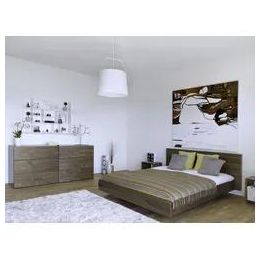 Bettgestell TemaHome "Float Dobbelbett mit Kopfteil", braun (nussbaumfarbig), B:168cm H:81cm L:211cm, Betten