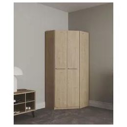 Eckkleiderschrank Priess "Barcelona Kleiderschrank Ecklösung Raumwunder" Schränke Gr. B/H/T: 78cm x 193cm x 78cm, Tiefe Seitenteil 36cm, ohne Beleuchtung, braun (edelbuchefarben) in 2 Tiefen Schrank Eckschrank Garderobe