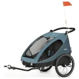 Fahrradkinder-Anhänger hauck "2in1 Bike Trailer und Buggy Dryk Duo, petrol" blau (petrol) Baby Fahrradanhänger für 2 Kinder; inklusive Deichsel