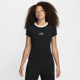 Nike Sportswear Chill Knit schmal geschnittenes Kurz-T-Shirt (Damen) - Schwarz