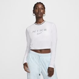 Nike Sportswear Chill Knit schmales, verkürztes Longsleeve mit Grafik (Damen) - Weiß