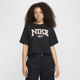 Nike Sportswear weit geschnittenes Kurzarm-Crop-Shirt (Damen) - Schwarz