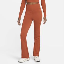 Nike Sportswear Chill Knit eng geschnittene Sweat-Damenhose mit ausgestelltem Bein und hohem Bund - Orange