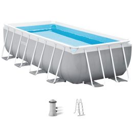 Framepool Intex "PrismFrame" Schwimmbecken Gr. B/H/L: Breite 200 cm x Höhe 100 cm x Länge 400 cm, 6836 l, grau (grau, blau) Frame-Pools BxLxH: 200x400x100 cm
