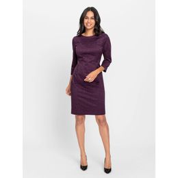 WITT Damen Etuikleid mit Jacquard-Bl&uuml;ten, traube-gemustert, Gr&ouml;&szlig;e 20