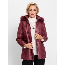 WITT Damen Kapuzenjacke mit Eins&auml;tzen in Veloursleder-Optik, bordeaux, Gr&ouml;&szlig;e 40
