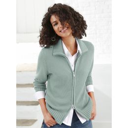 WITT Damen Strickjacke mit 2-Wege-Rei&szlig;verschluss, kalkmint, Gr&ouml;&szlig;e 44