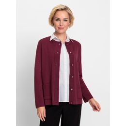 WITT Damen Strickjacke mit Schmuckkn&ouml;pfen, bordeaux, Gr&ouml;&szlig;e 40