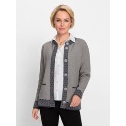 WITT Damen Strickjacke mit Modal-Anteil, grau-meliert, Gr&ouml;&szlig;e 54