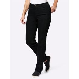 WITT Damen Jeans mit bestickter Seitennaht, black denim, Gr&ouml;&szlig;e 38