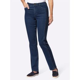 WITT Damen Jeans mit bestickter Seitennaht, blue-stone-washed, Gr&ouml;&szlig;e 52