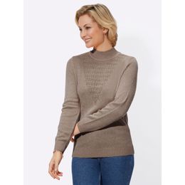 WITT Damen Boucl&eacute;-Pullover mit Rippenb&uuml;ndchen, sesam, Gr&ouml;&szlig;e 38