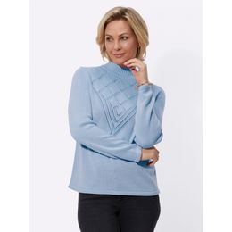 WITT Damen Stehkragenpullover mit Rautenmuster, hellblau, Gr&ouml;&szlig;e 46