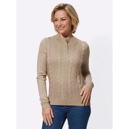 WITT Damen Langarm-Pullover mit Stehkragen, beige, Größe 40