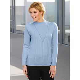 WITT Damen Stehkragenpullover mit Zopfmuster, hellblau, Gr&ouml;&szlig;e 40