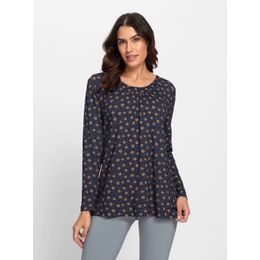 Heine Damen Tunikashirt, Blau, Gr. 48, Langarm-Shirts, Material: Viskose