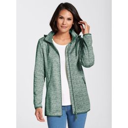 WITT Damen Kapuzenfleecejacke mit abnehmbarer Kapuze, gr&uuml;n-wei&szlig;-gemustert, Gr&ouml;&szlig;e 54