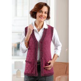 WITT Damen Strickweste mit Ajourrauten, erika-schwarz-gemustert, Größe 40