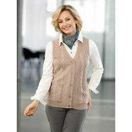 WITT Damen Strickweste mit Schmuckkn&ouml;pfen, beige, Gr&ouml;&szlig;e 40