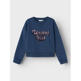name it Sweatshirt 'LASANNE' Mädchen Größe 116 azur / dunkelblau / gelb / hellpink