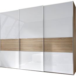 Schwebetürenschrank STAUD "Sinfonie Plus, edles Design in hochwertiger Qualität, Made Germany" Schränke Gr. B/H/T: 298 cm x 240 cm x 68 cm, Premium, 3 St., weiß (alpinweißglas) Mit vier verschiedenen Ausstattungsvarianten