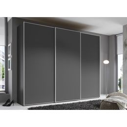 Schwebetürenschrank STAUD "Sinfonie Plus, edles Design in hochwertiger Qualität, Made Germany" Schränke Gr. B/H/T: 280 cm x 240 cm x 68 cm, Basic, 3 St., grau (vulkan) Mit vier verschiedenen Ausstattungsvarianten