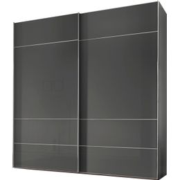 Schwebetürenschrank STAUD "Sonate Lucca, Made in Germany" Schränke Gr. B/H: 225 cm x 240 cm, Basic, 2 St., grau (vulkanglas) Mit vier verschiedenen Ausstattungsvarianten