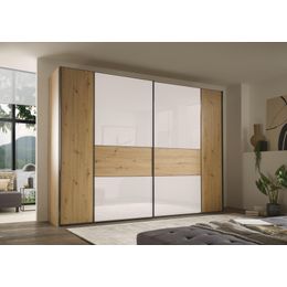 Schwebetürenschrank STAUD "Sonett 321G, Made in Germany" Schränke Gr. B/H/T: 298 cm x 240 cm x 68 cm, Premium, 4 St., weiß (eiche, ws) mit vier verschiedenen Ausstattungsvarianten