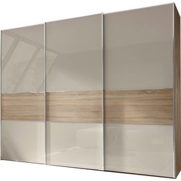 Schwebetürenschrank STAUD "Sinfonie Plus, edles Design in hochwertiger Qualität, Made Germany" Schränke Gr. B/H/T: 249 cm x 222 cm x 68 cm, Premium, 3 St., beige (sandglas) Mit vier verschiedenen Ausstattungsvarianten