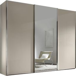 Schwebetürenschrank STAUD "Sinfonie Plus, edles Design in hochwertiger Qualität, Made Germany" Schränke Gr. B/H/T: 280 cm x 222 cm x 68 cm, Basic, 3 St., beige (sandglas) Mit Spiegeltür und vier verschiedenen Ausstattungsvarianten